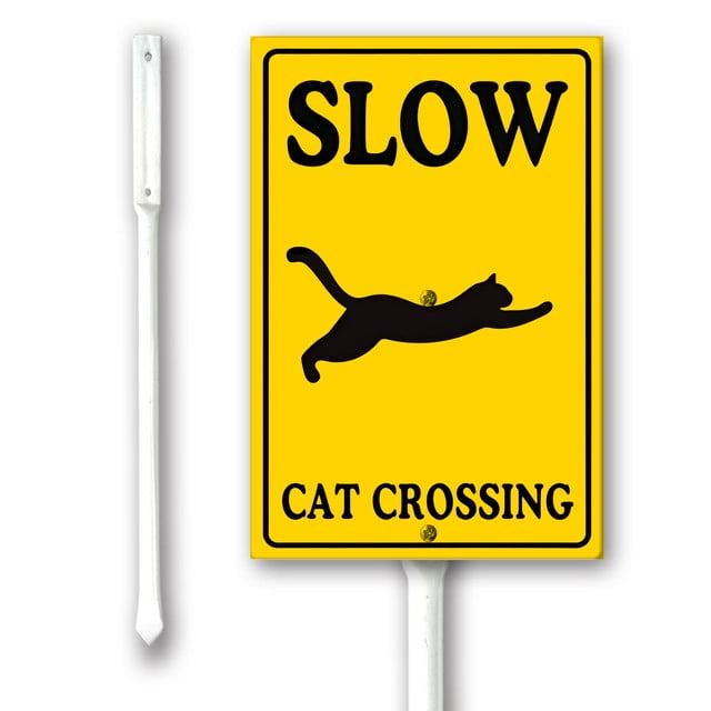 YJIANKANGZ Slow Cat Crossing With Stake Slow Down Sign For ...