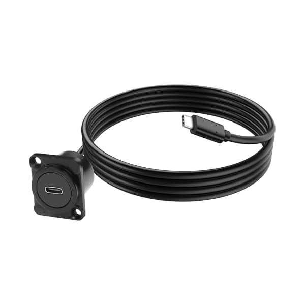 YJJSKEJI D-Type USB C 3.0 Panel Mount Extension Cable Type-C Male to C ...
