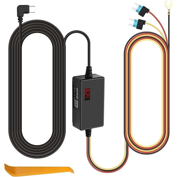 YJJSKEJI Dash Cam Hardwire Kit USB-C with LED Screen Type-C Dash Cam ...