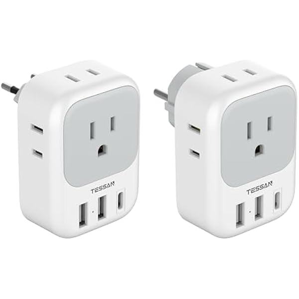 YJJSKEJI European Travel Plug Adapter, US to France Plug Adapter with 4 ...