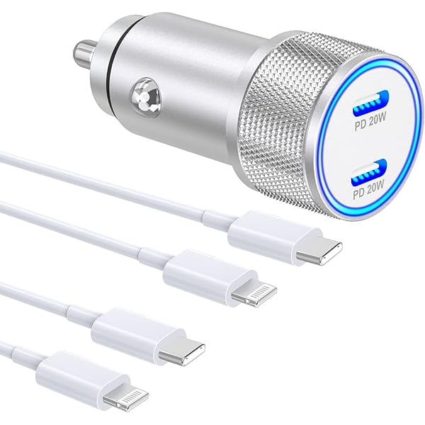 YJJSKEJI [MFi Certified] iPhone Fast Car Charger, 40W 2-Port PD 3.0 USB C Car Charger All Metal ...