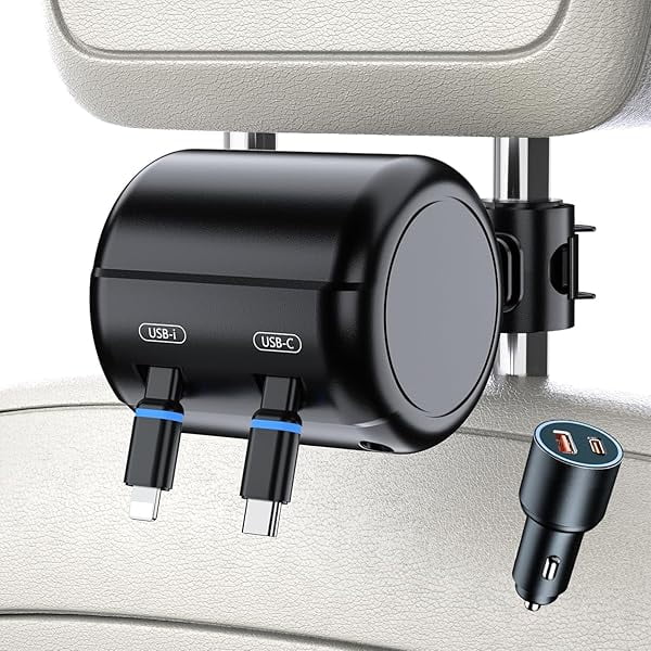 YJJSKEJI Multi Car Retractable 2 in 1 Backseat Car Charging Station Box ...