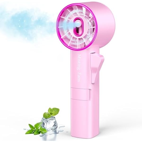 YJJSKEJI Portable Handheld Misting Fan, Turbo Fans with Mist, High ...