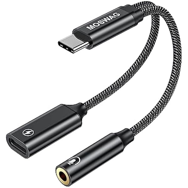 YJJSKEJI USB C to 3.5mm Headphone and Charger Adapter, 2-in-1 USB C to ...