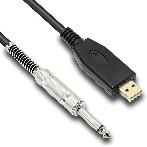 YJJSKEJI USB Guitar Cable,USB to 6.35mm 1/4" TS Male Mono Electric ...