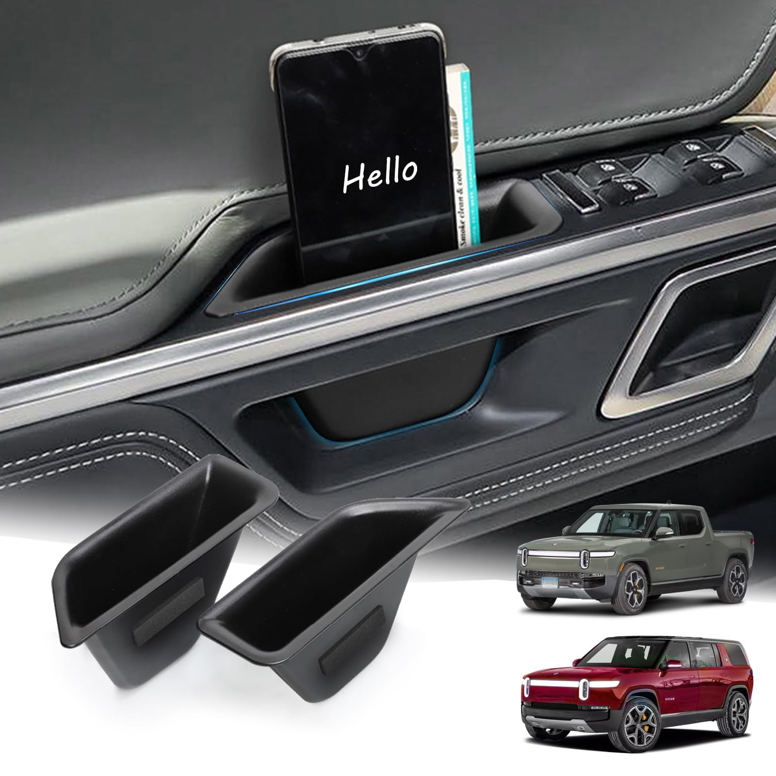 YJMOTOR for Rivian R1T R1S Door Side Organizer Tray 2022-2025,ABS ...