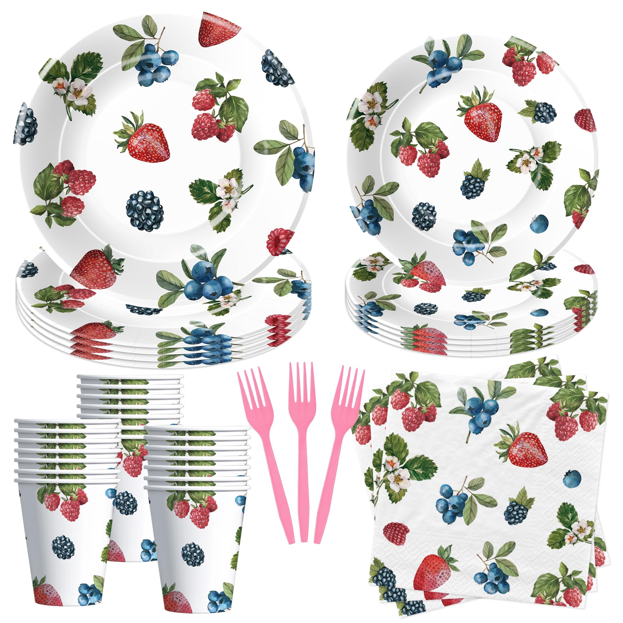 YJRJSC Berry Party Decorations Tableware - Blueberry Strawberry ...