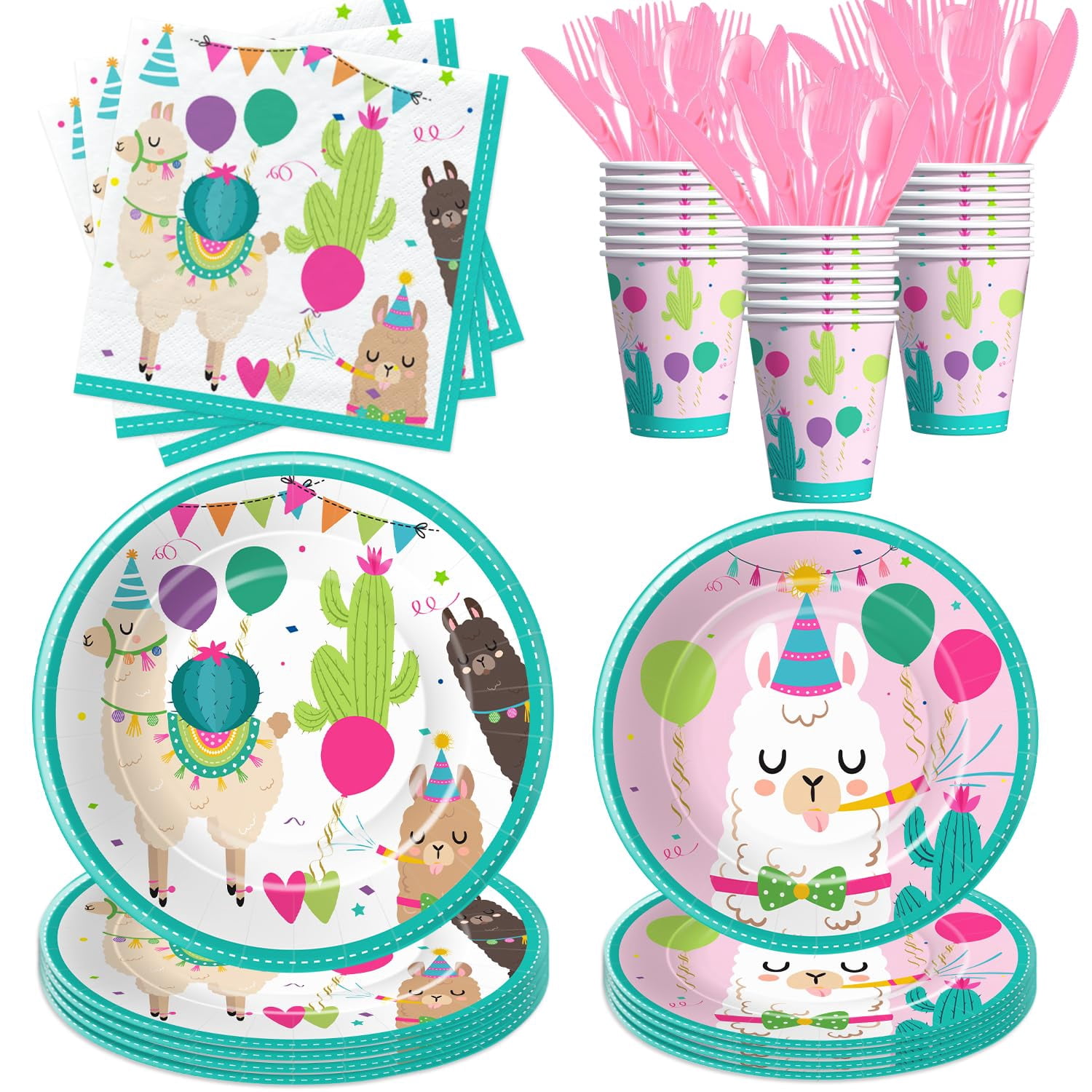 YJRJSC Llama Decorations IFF17 Tableware, Llama Birthday Supplies ...