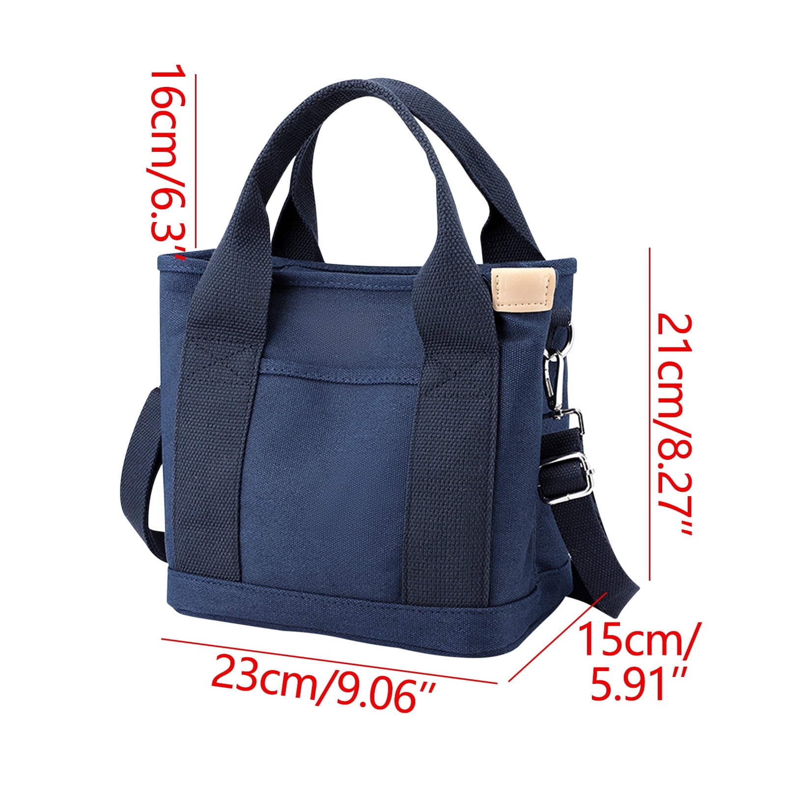 YJWELE Small Canvas Tote Bag, Multi Pocket Canvas Tote Bag with Zipper Handle Daily Handbag Work ...