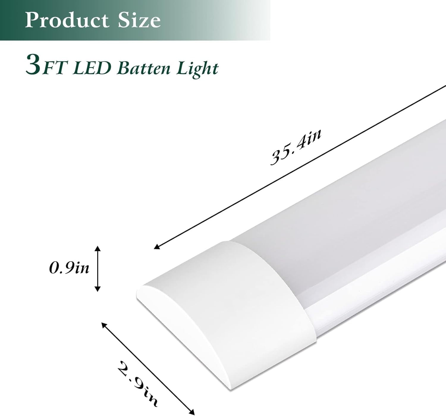 YJYASX-1 Packs 3FT LED Batten Light, Slim Ceiling Surface Mounted Light ...