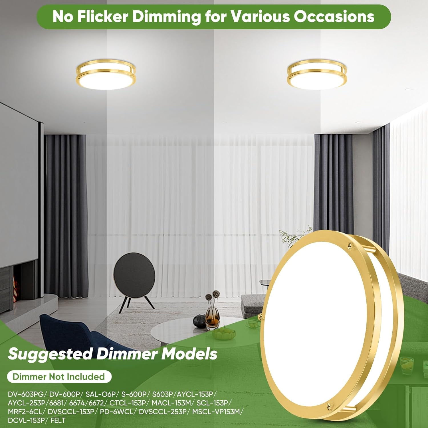 YJYASX-10 Inch LED Flush Mount Ceiling Light, Gold Kitchen Lighting ...