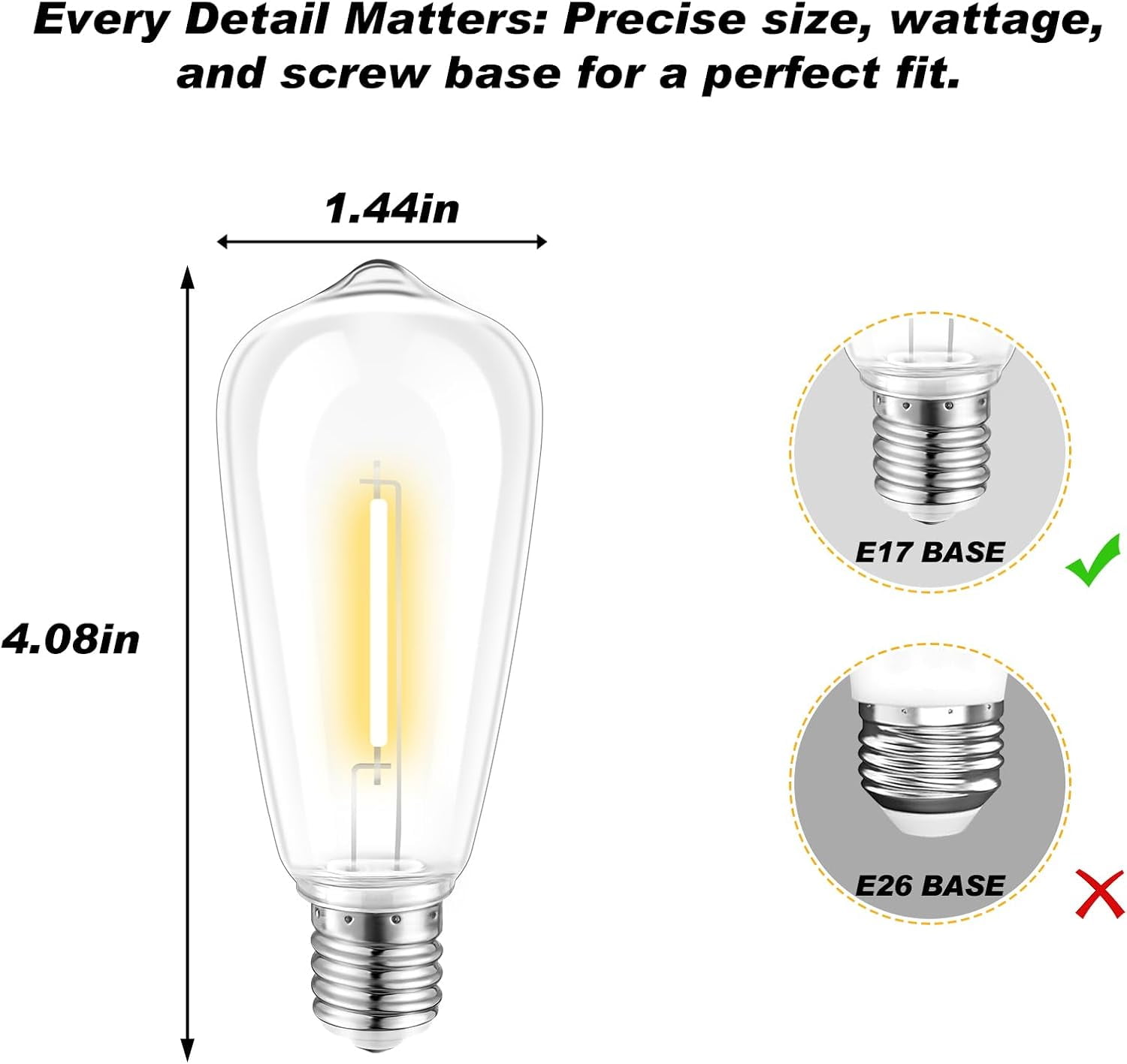 YJYASX-10 Pack ST40 LED Replacement Light Bulbs Shatterproof Dimmable ...