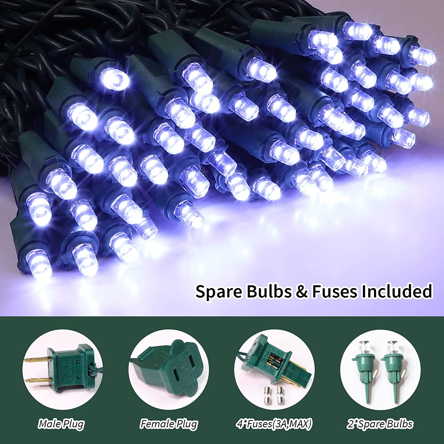 YJYASX-100 Count Cool White -String Lights - 21.6FT LED Christmas Light ...