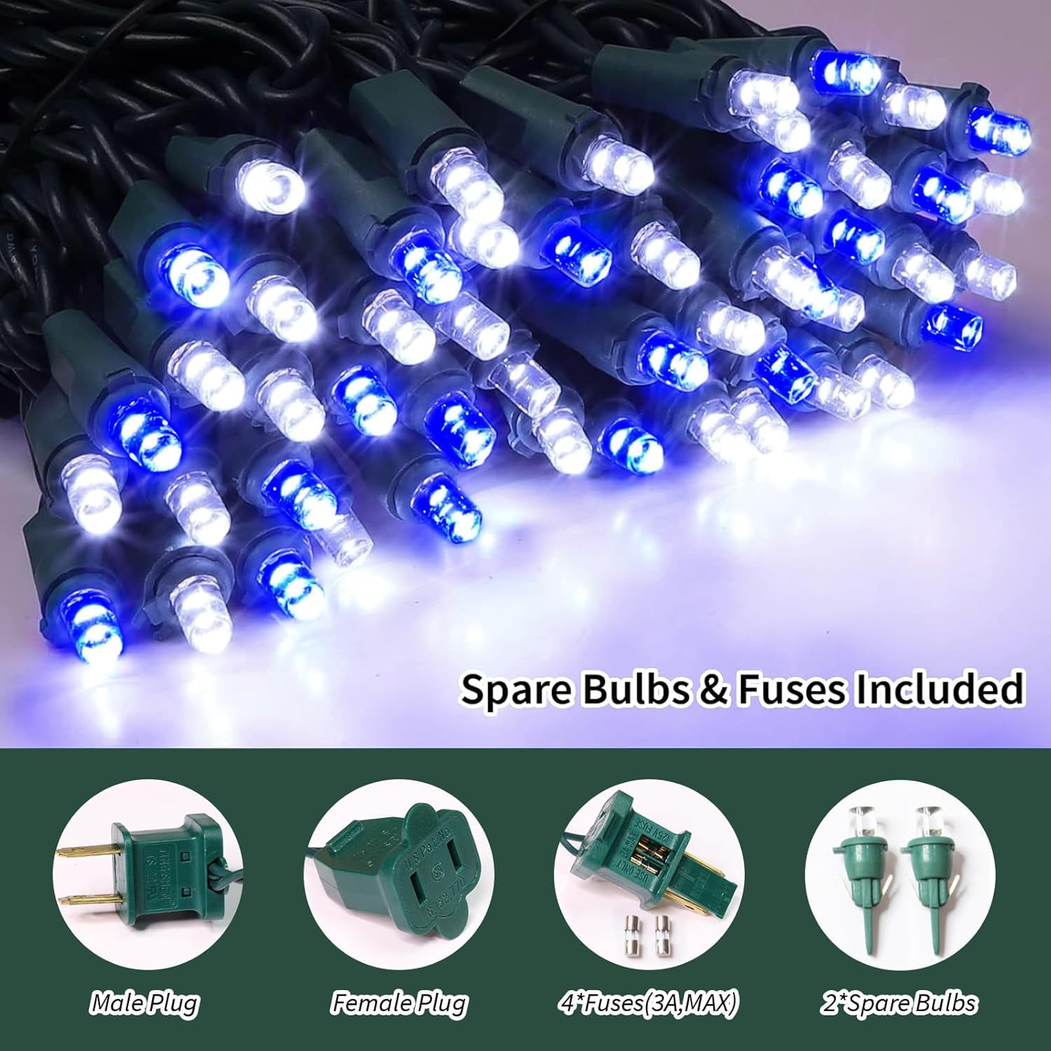 YJYASX-100 Count White and Blue String Lights - 21.6FT LED Christmas ...