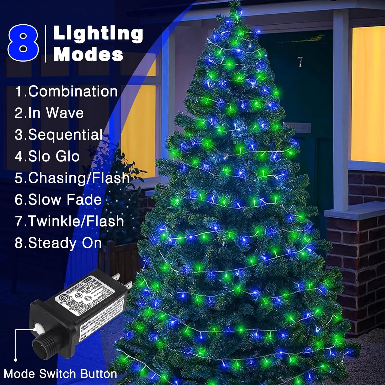 YJYASX-100FT 300 LED Christmas Lights Outdoor, Plug in Christmas String ...