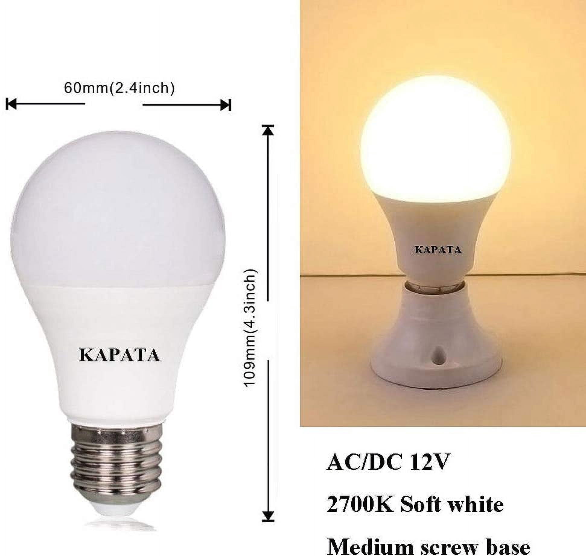 YJYASX-12V A19 LED Light Bulb Soft White 2700K 60 Watt Halogen ...