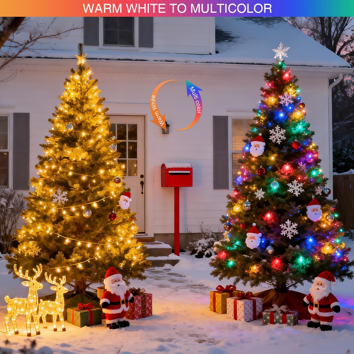 YJYASX-2 Pack 100 LED Color Changing Christmas Lights, Connectable Warm ...