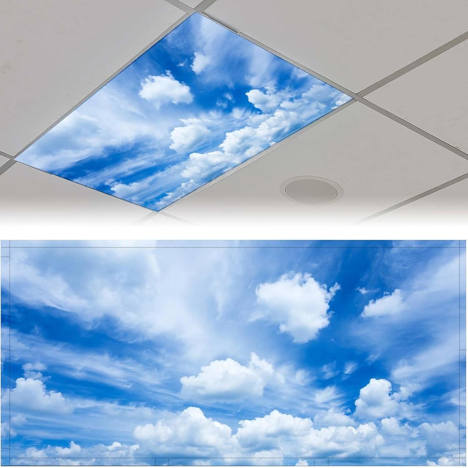 YJYASX-2 Pack Fluorescent Light Cover for Ceiling, Blue Sky Magnetic ...