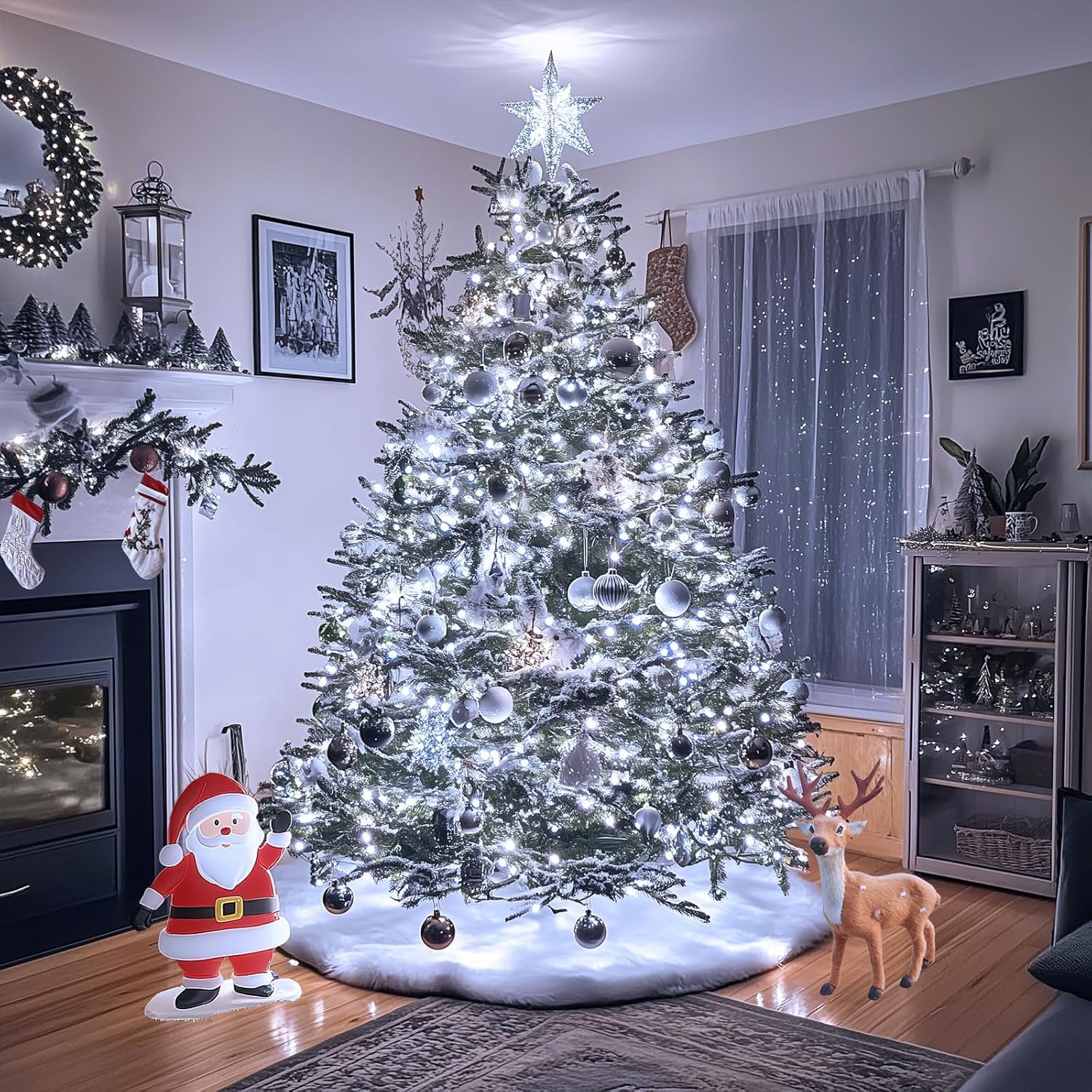 YJYASX-200 LED White Christmas Lights Outdoor, 66ft Connectable ...