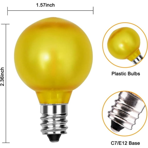 YJYASX-25 Pack G40 Frosted Multi-Color LED Replacement Bulbs ...