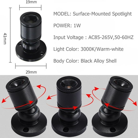 YJYASX-2Pack Mini Spot Light for Display 1W Cabinet Spotlights with AC ...