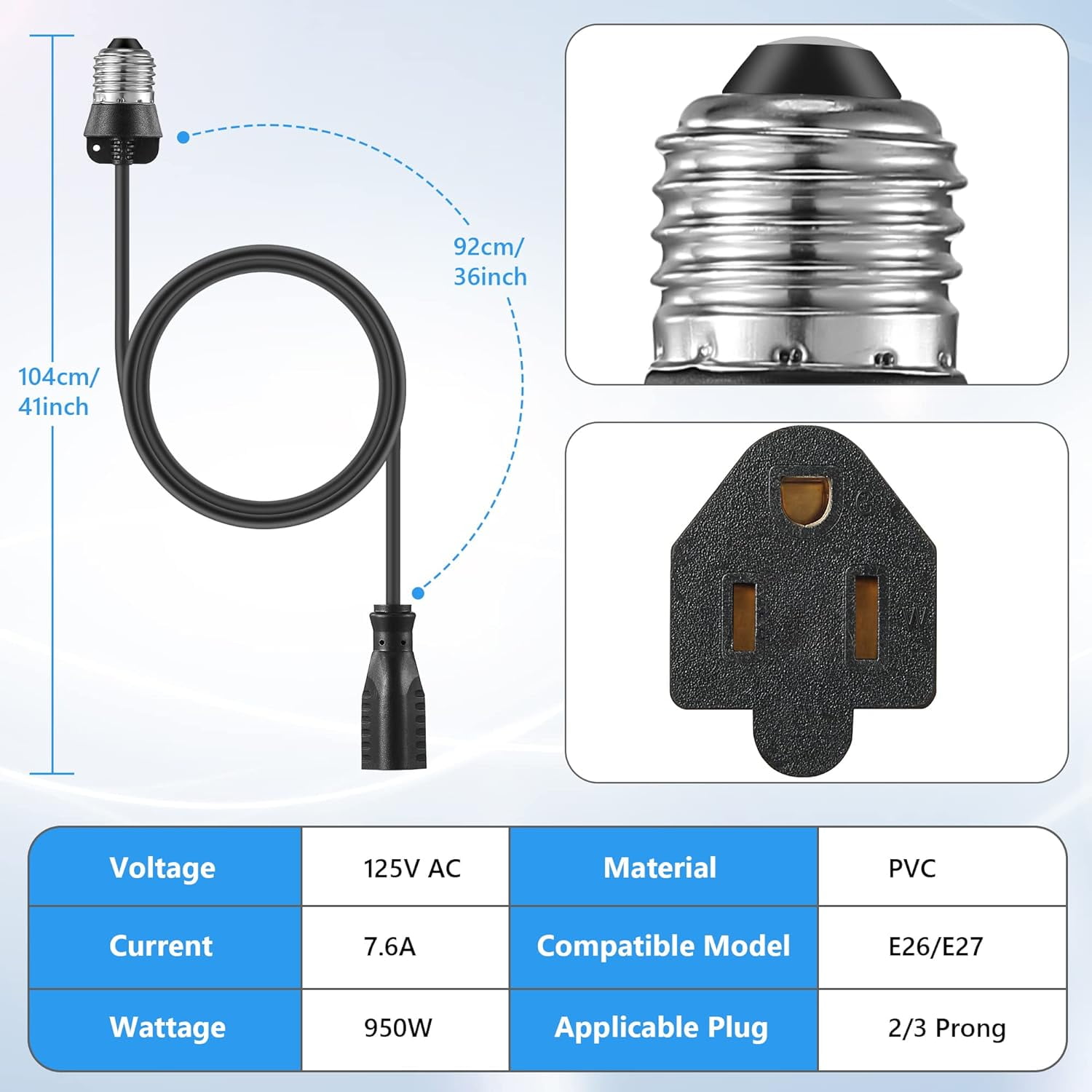 YJYASX-3 Outlet Light Socket Adapter, Convert E26/E27 Bulb Socket to 3 ...