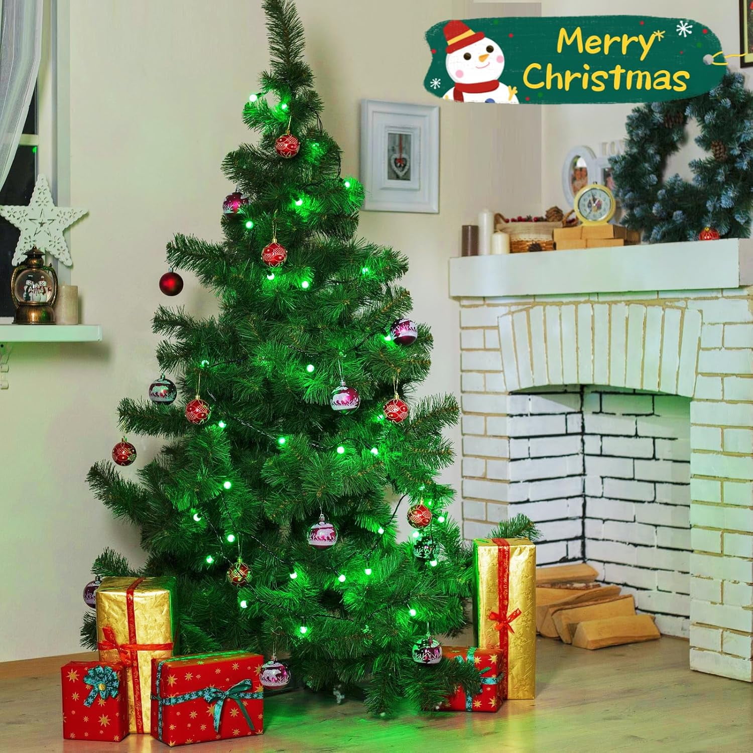 YJYASX-75.8 FT 200 LED Green Christmas String Lights Outdoor & Indoor ...