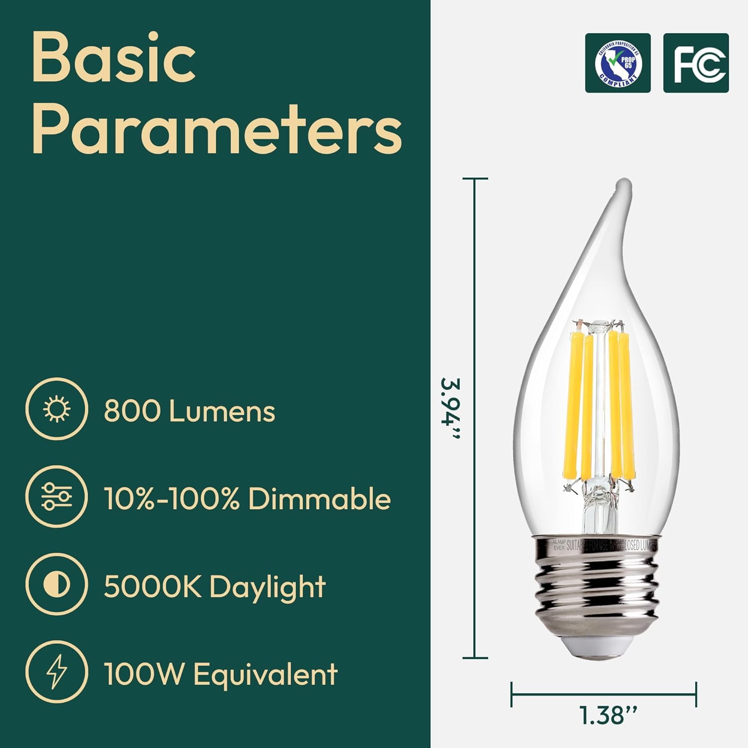 YJYASX-800LM Super Bright Dimmable LED Light Bulb, E26 LED Bulb 100 ...