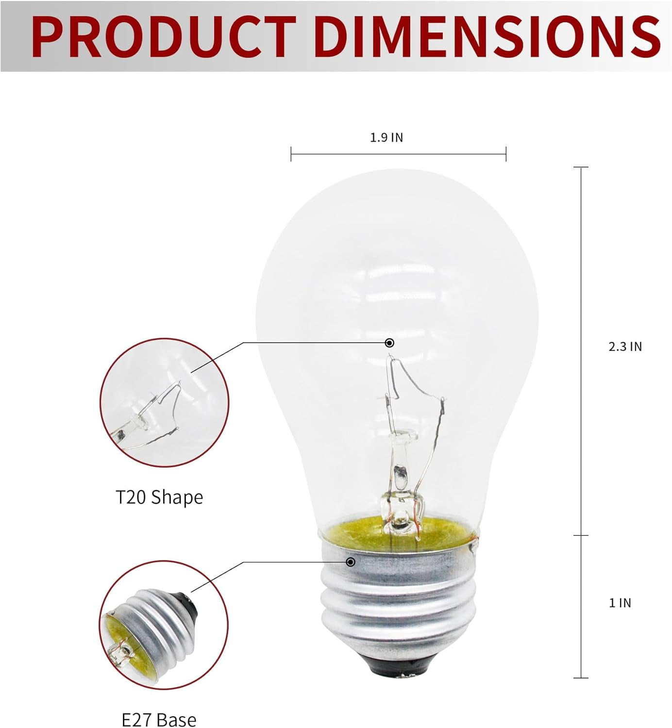 YJYASX-Appliance Oven Light Bulb A15 40W 120V for Oven Stove ...