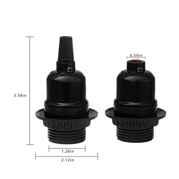YJYASX-Black Light Socket - 2Way Knob Turn on Off Settings,E26 Base ...