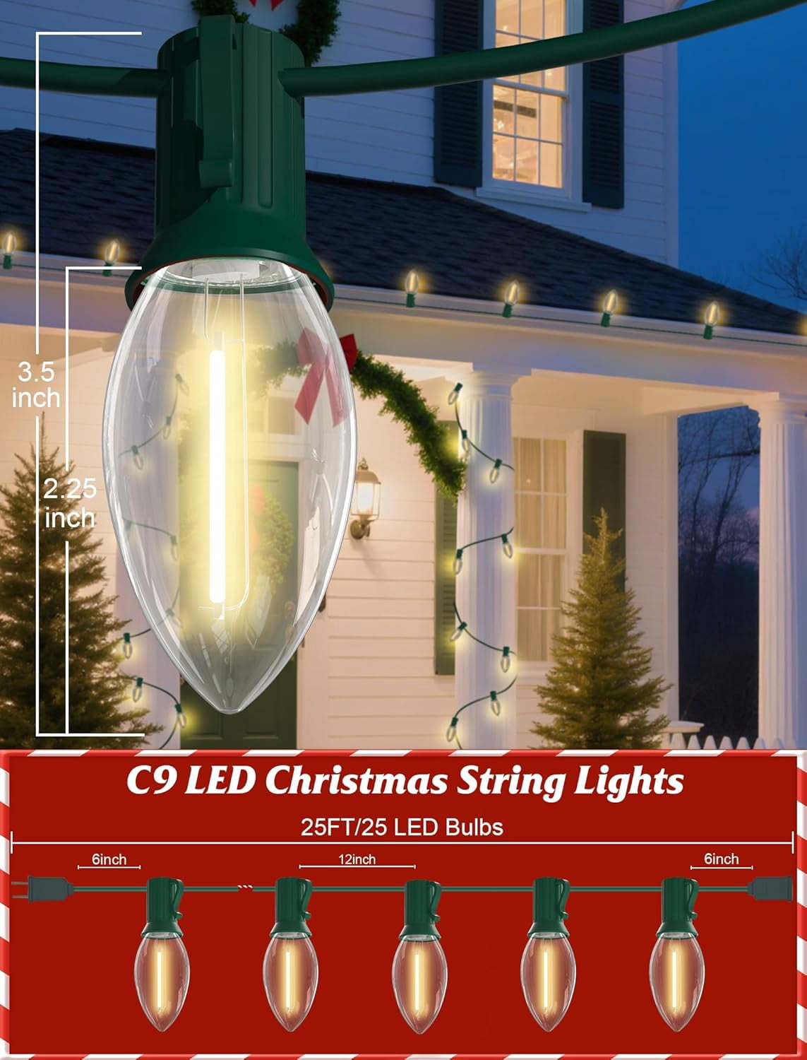 YJYASX-C9 LED Christmas Lights Outdoor, Christmas Outdoor Lights with ...