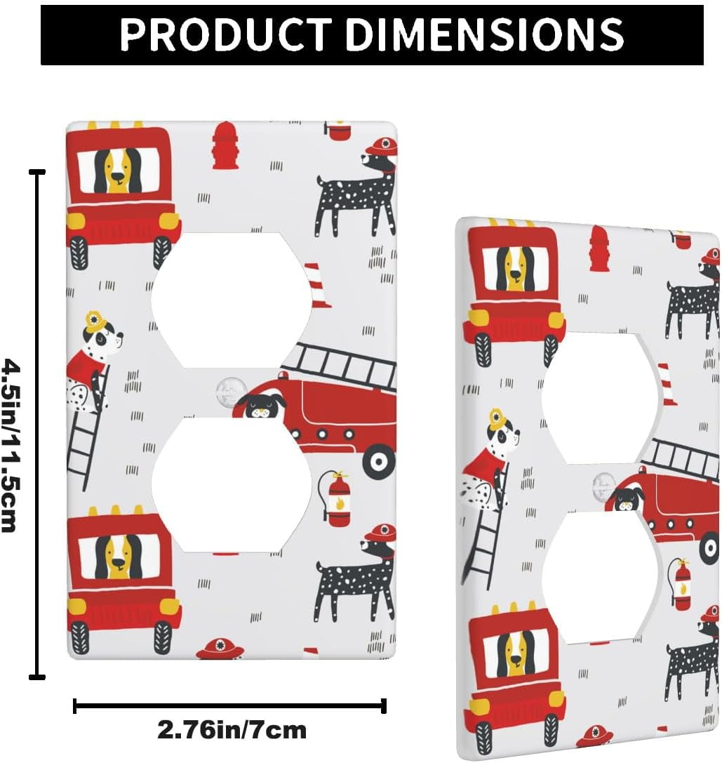 YJYASX-Cute Cartoon Fireman Outlet Covers Firefighter Fire Truck Duplex ...