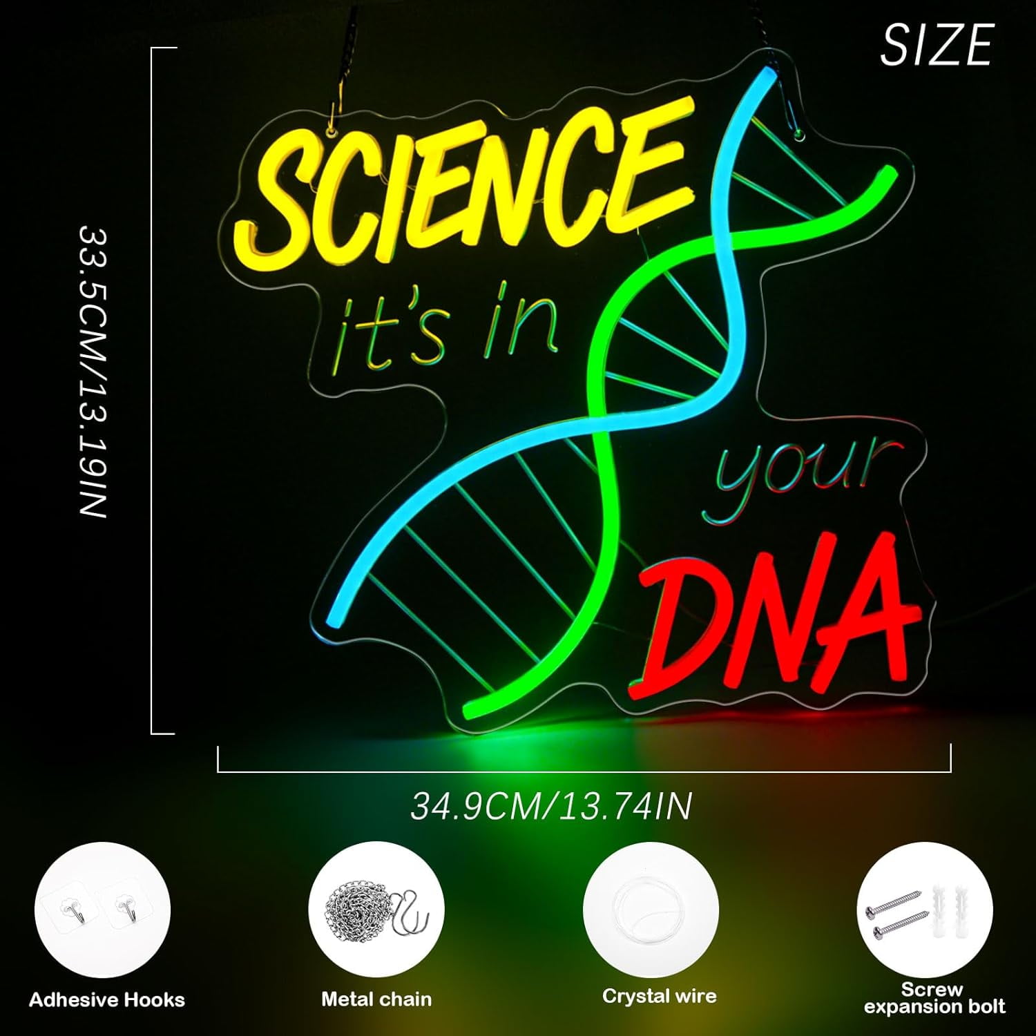 YJYASX-DNA Science Neon Sign, Dimmable LED Double Helix Wall Light for ...