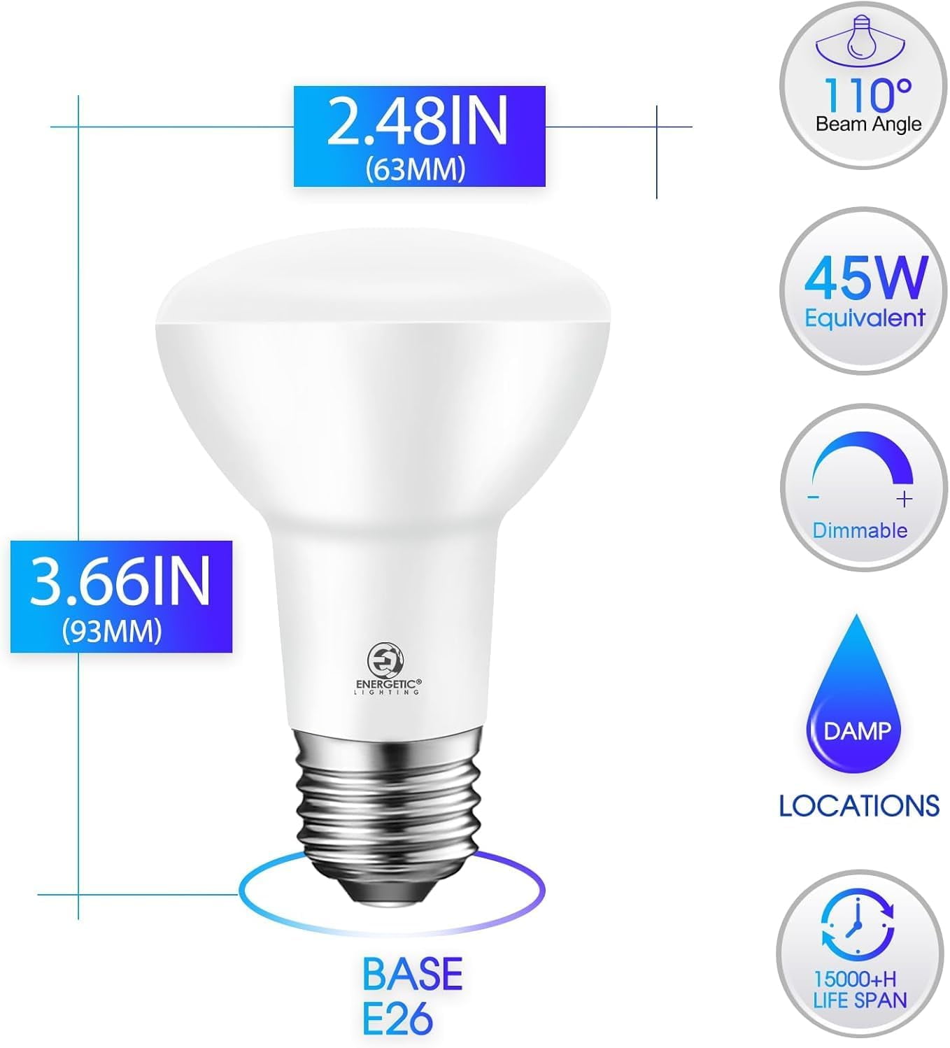 YJYASX-Energetic BR20 LED Bulb R20 Dimmable 2700K Soft White 45W ...