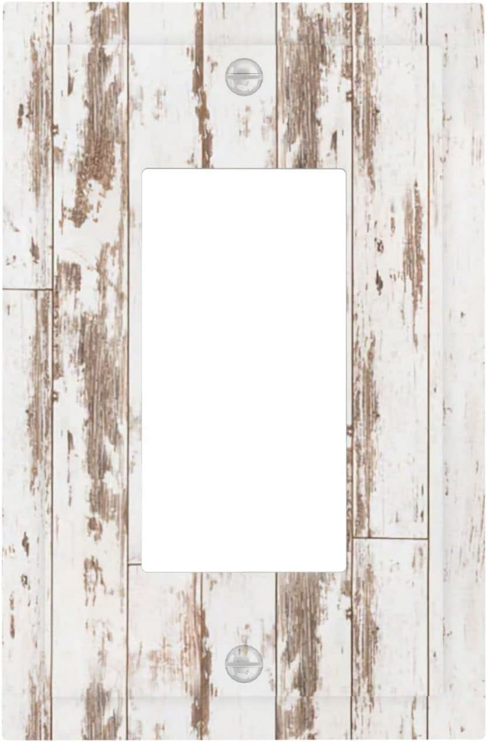 YJYASX-Farmhouse White Brown Wood 1 Gang Rocker/Decor Outlet Light ...