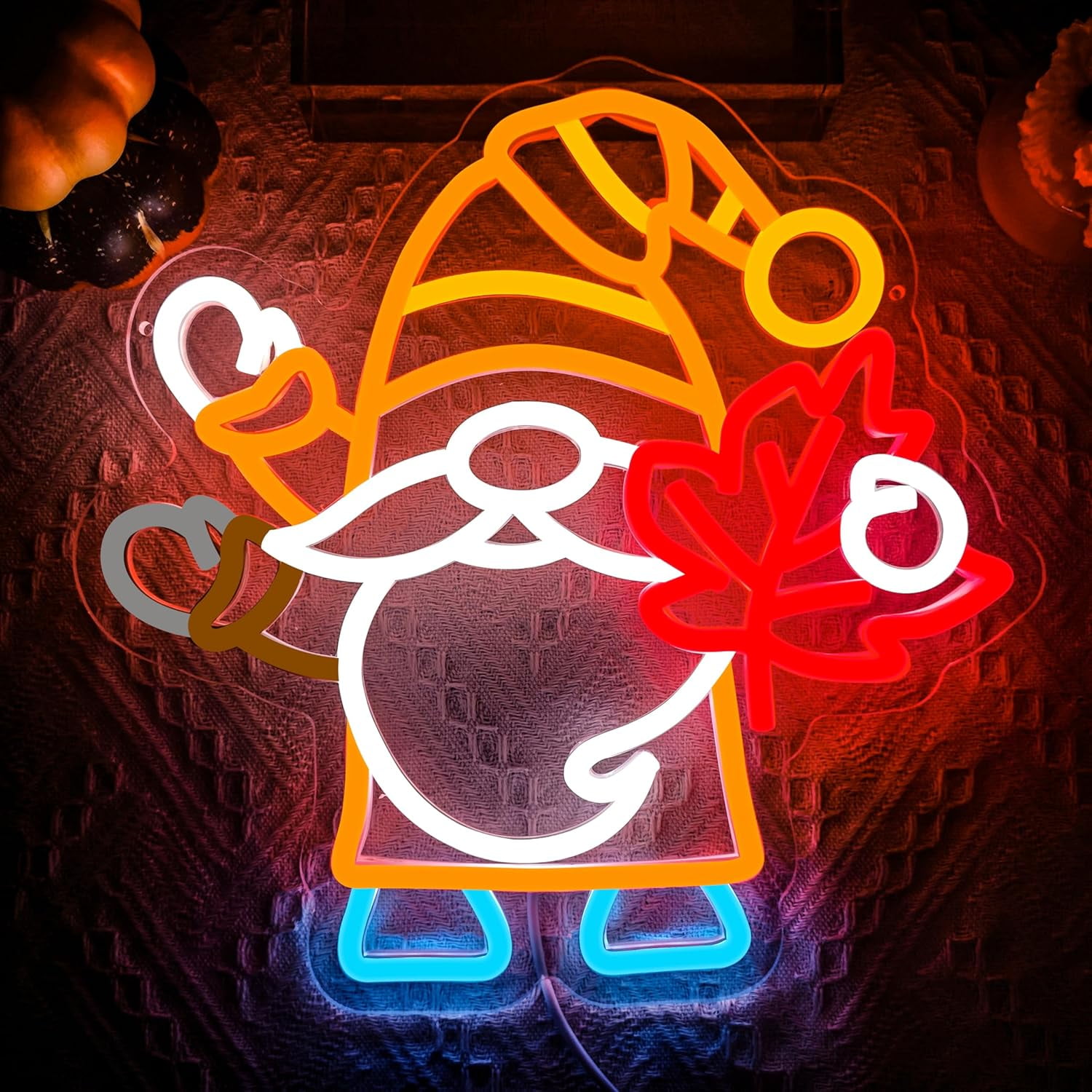 YJYASX-Flashing Gnomes Neon Sign Dimmable for Thanksgiving Neon Sign ...