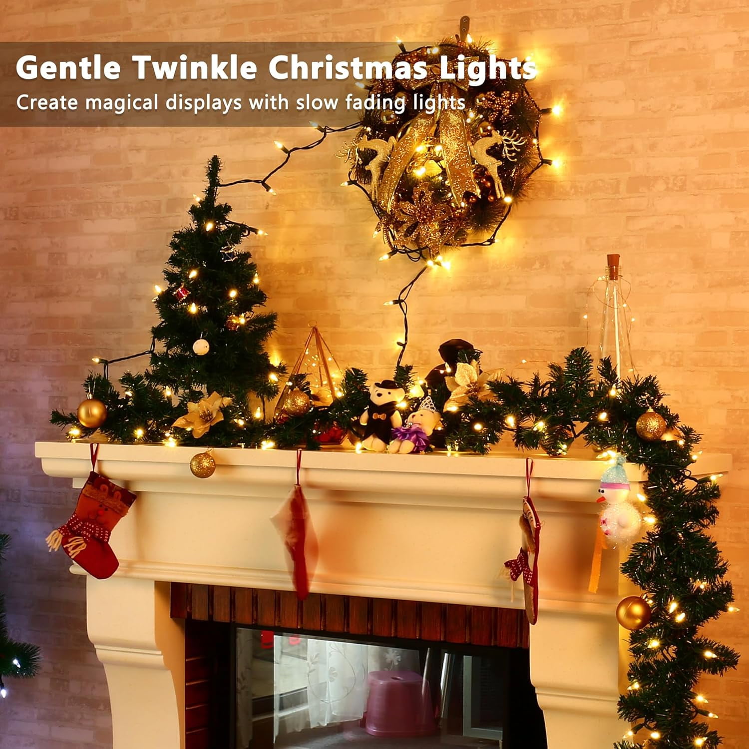 YJYASX-Gentle Twinkle Christmas Lights, 33ft 100 LED Christmas String Lights, 120V UL Certified ...