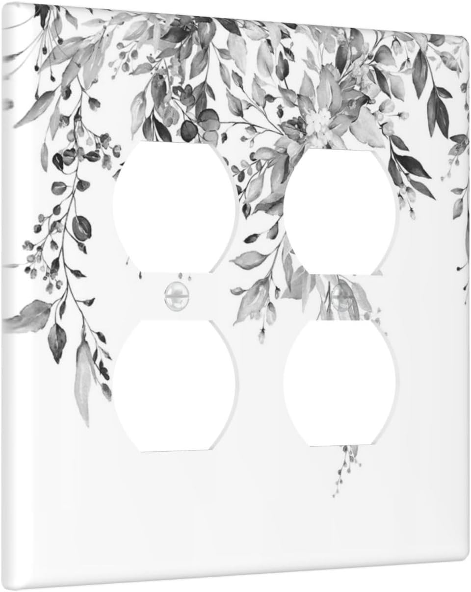 YJYASX-Gray and White Eucalyptus Floral Plant Leaf Botanical Flower ...