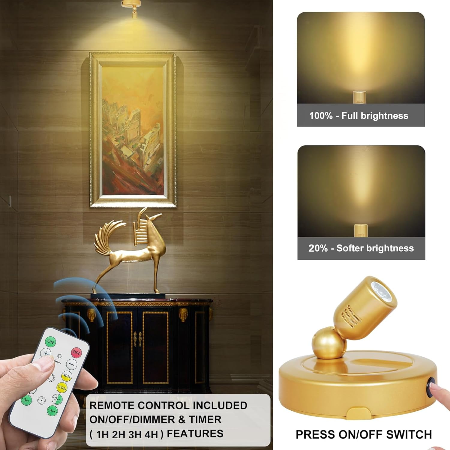 YJYASX-Indoor Spotlight, Battery Operated Spotlights with Remote ...