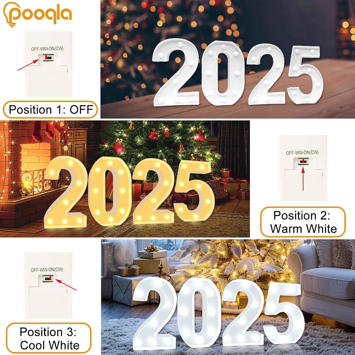 YJYASX-LED Light Up Numbers, Warm White and Cool White Decorative ...