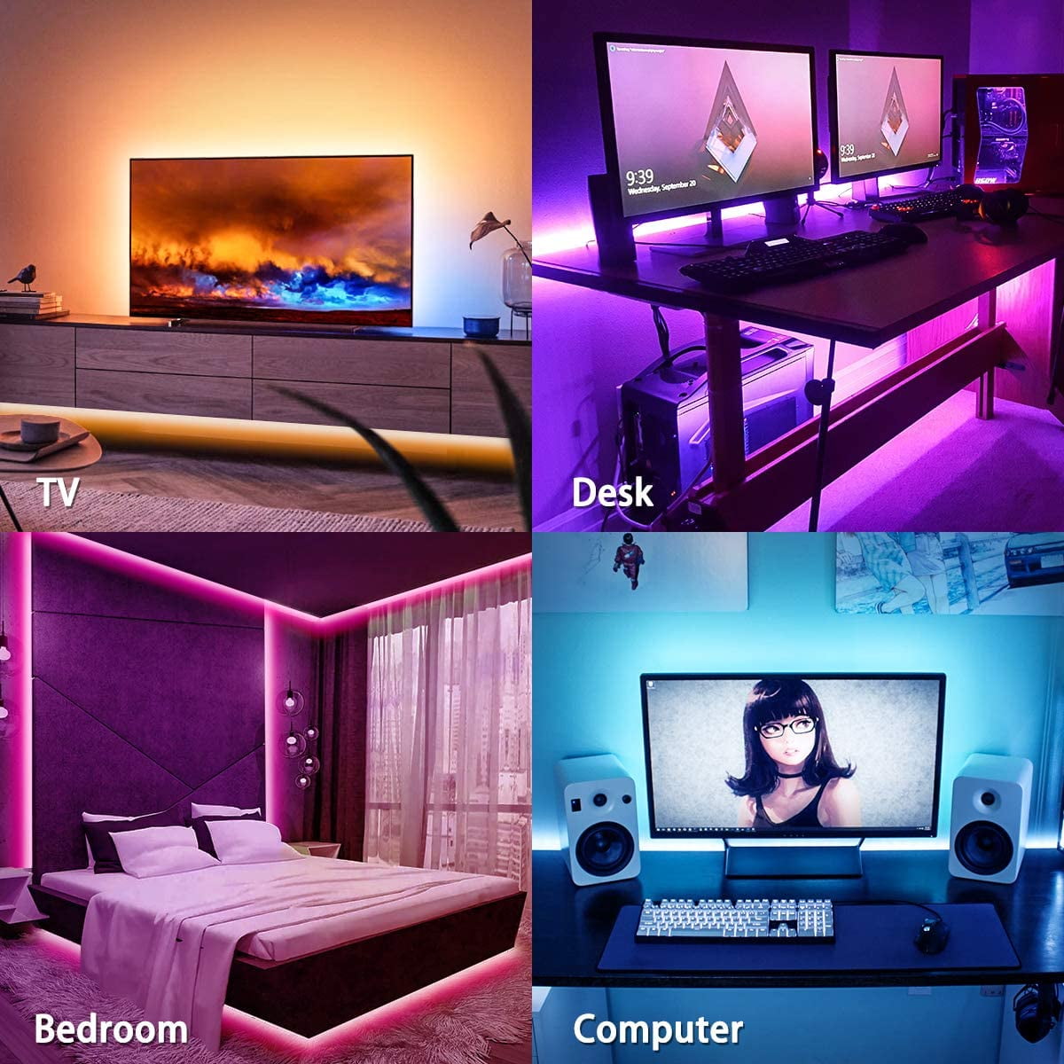 YJYASX-LED Lights - 14.8ft RGB LED Strip for 60-70in TV, 4096 DIY ...