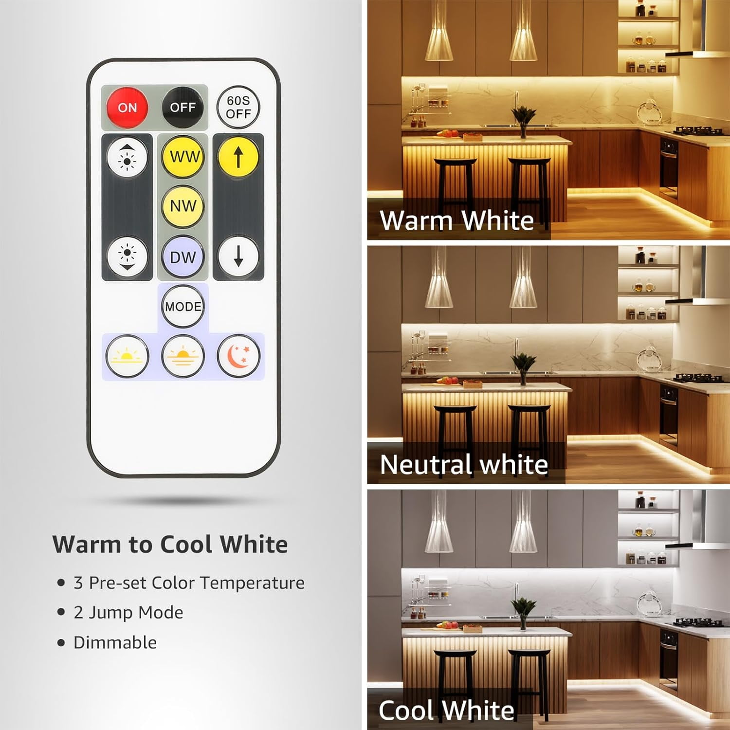 YJYASX-LED Tunable White Strip Light, Warm to Cool White,32.8ft ...