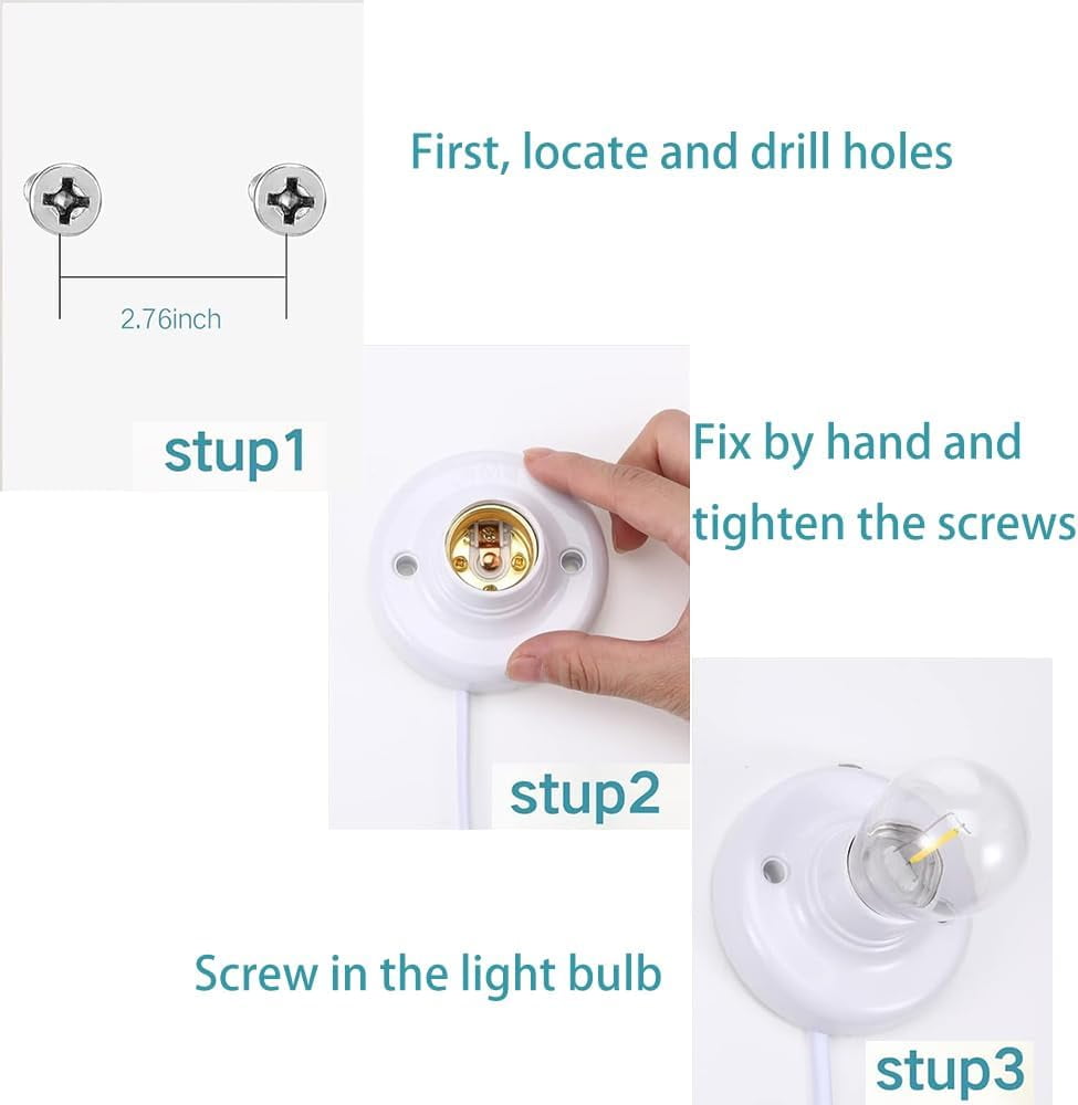 YJYASX-Light Socket with Cord Light Bulb Base E26/ E27 Lamp Base ...