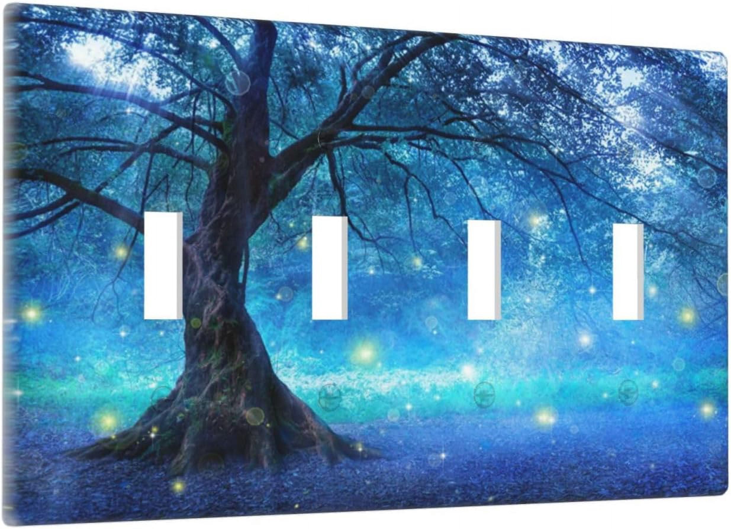 YJYASX-Light Switch Cover Fantasy Fairy Tree In Mystic Forest 4 Gang ...