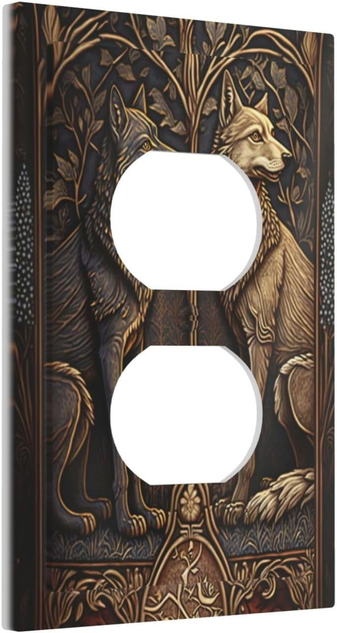 YJYASX-Medieval Of Two Wolves 1 Gang Single Duplex Light Switch Plate ...