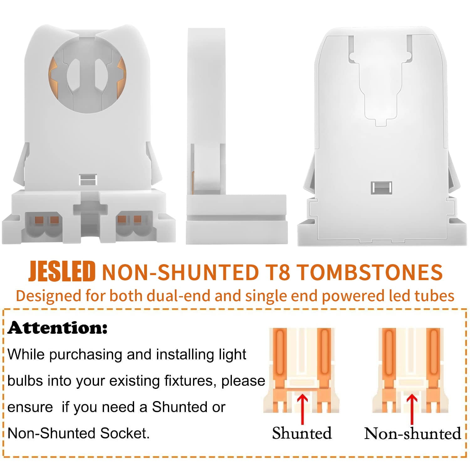 YJYASX-Non Shunted LED Tombstones - (Pack of 50) T8 Lamp Holder, UL ...