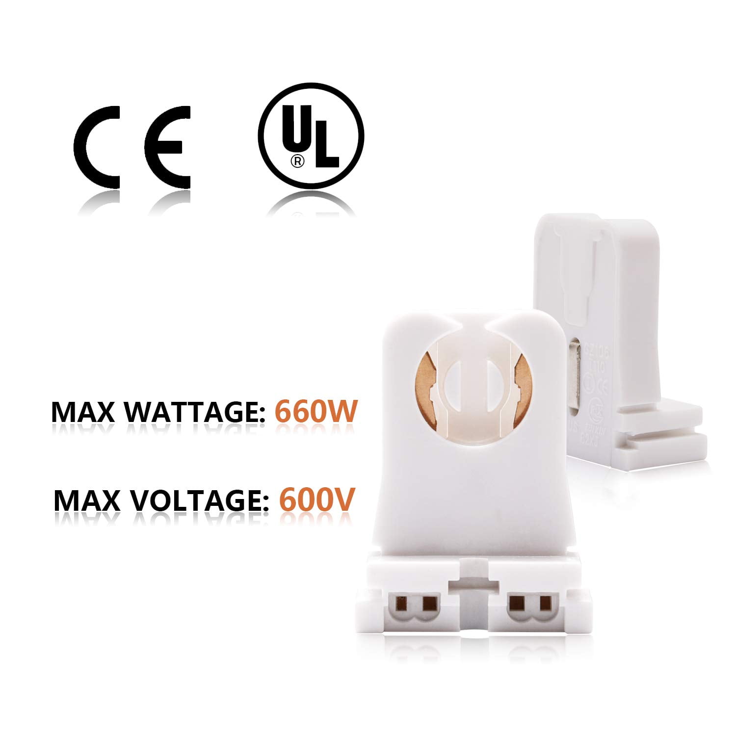 YJYASX-Non-shunted Turn Type T8 Lamp Holder 20-Pack UL Socket Tombstone ...