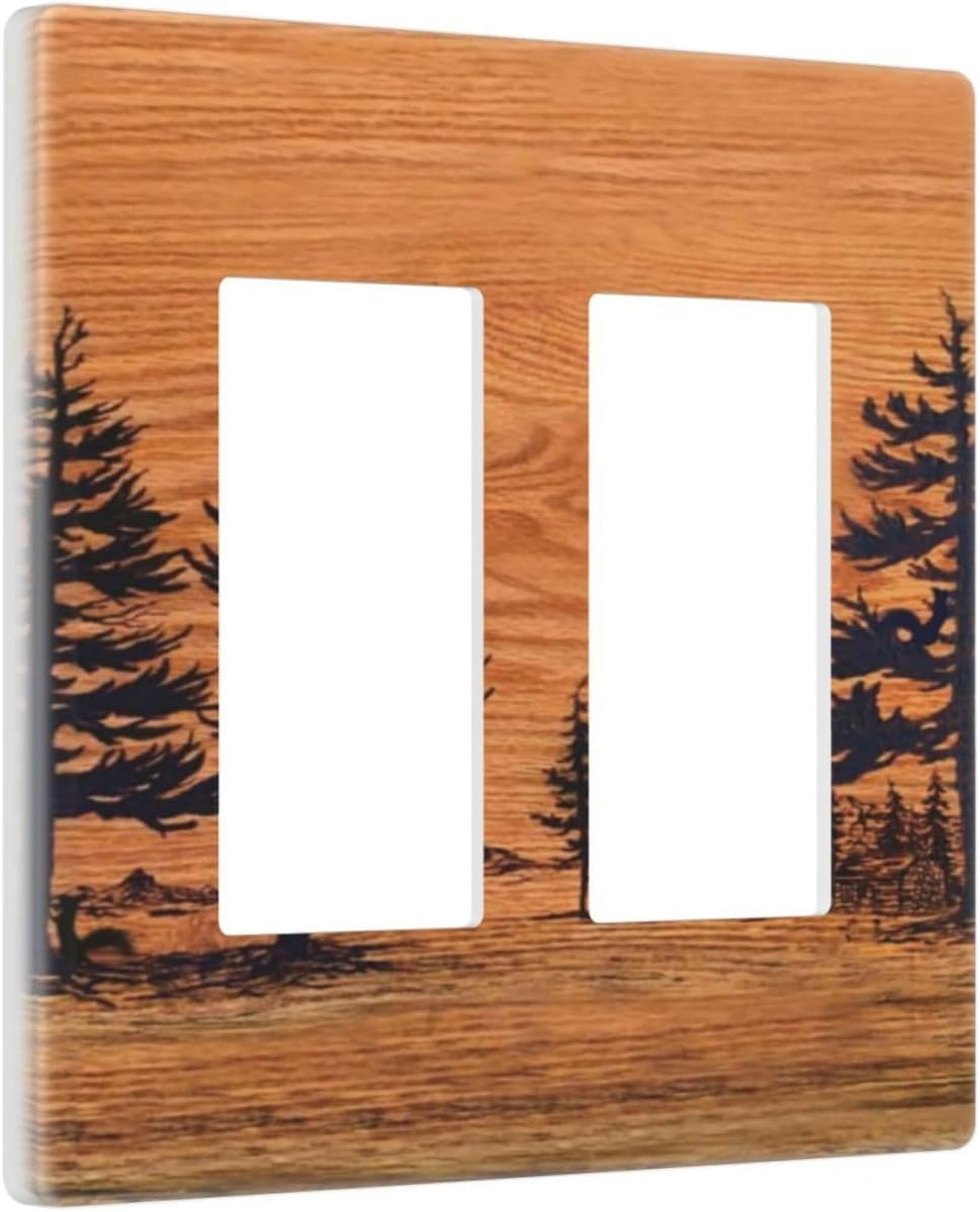 YJYASX-Pine Tree Forest Wood Country 2 Gang Double GFCI Decorator/GFCI ...