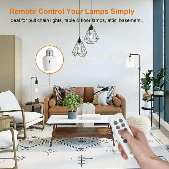 YJYASX-Remote Control Light Socket, E26 E27 Bulb Base, 100FT Range ...