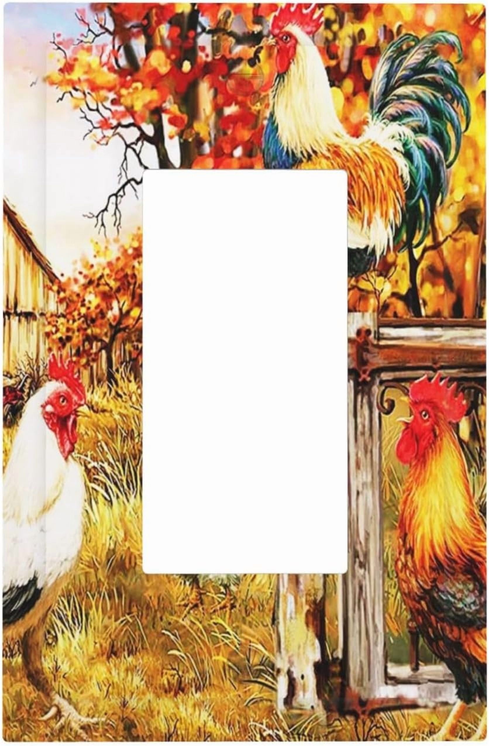 YJYASX-Retro Country Kitchen Farmhouse Style Cock Rooster 1-Gang Decora ...